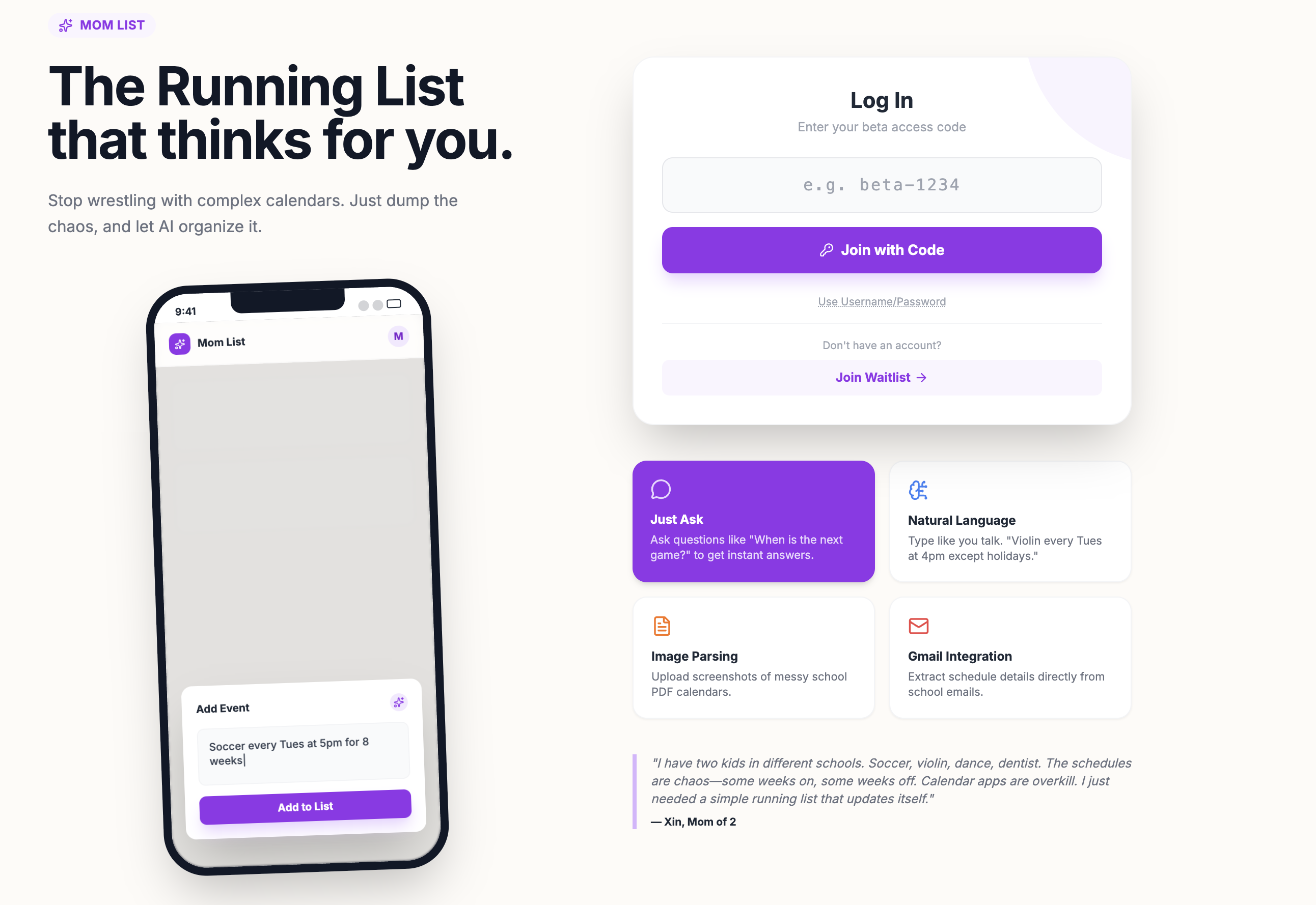Mom List - The Smart Daily Assistant